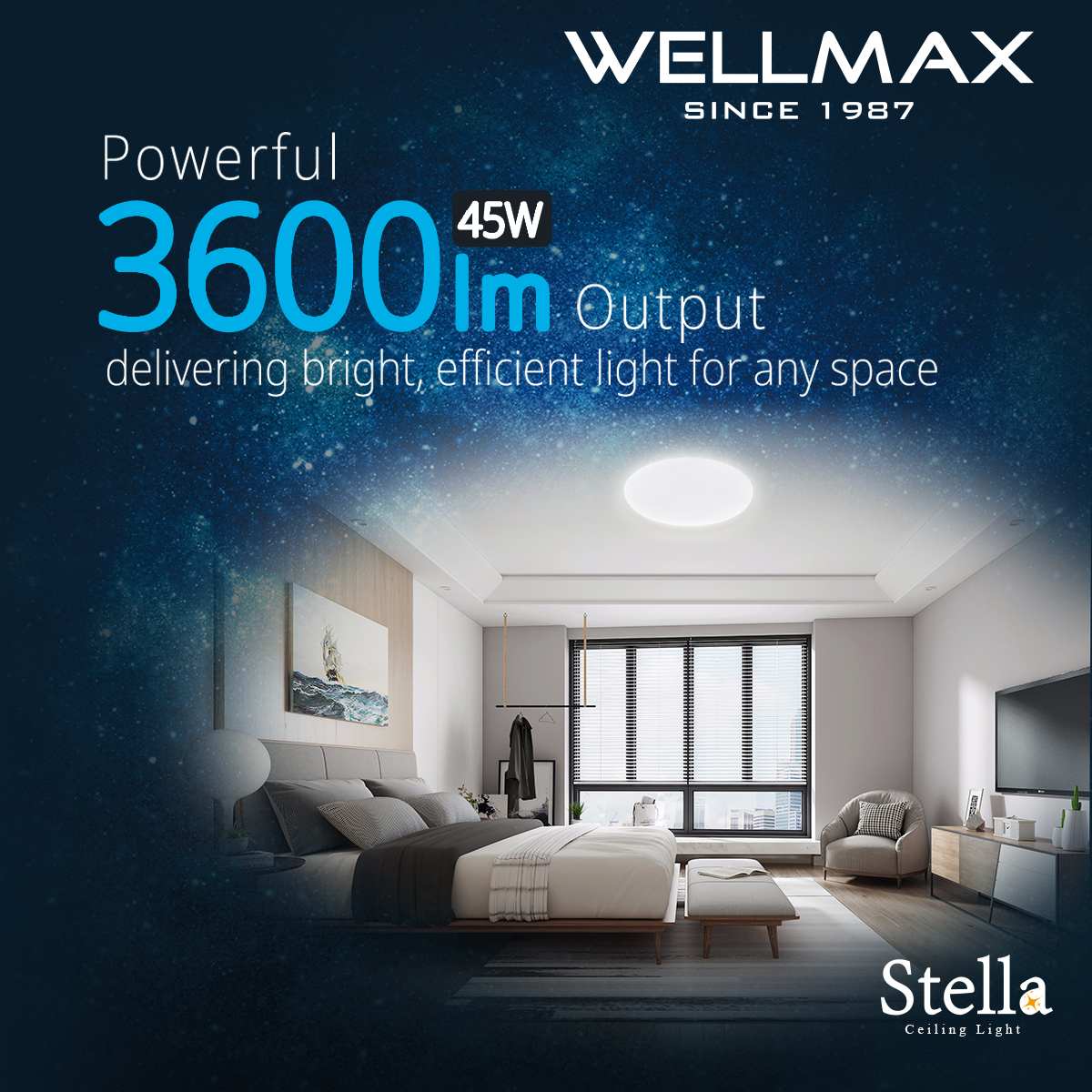WELLMAX Ceiling Light Adopt SAMSUNG LED Chip Surface 3-in-1 Color ...