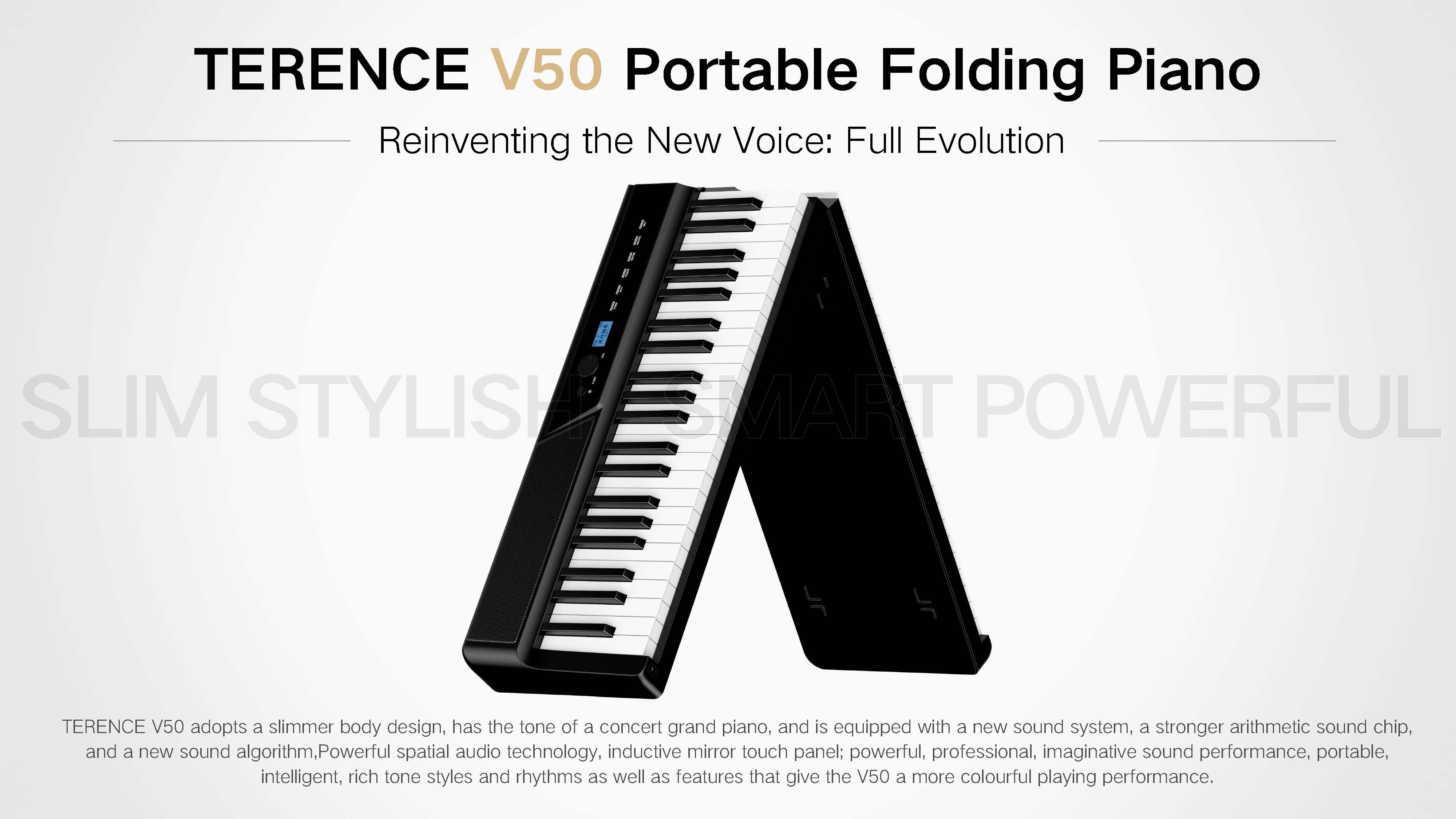 Terence V50 foldable electric piano professional 88 keyboard portable ...