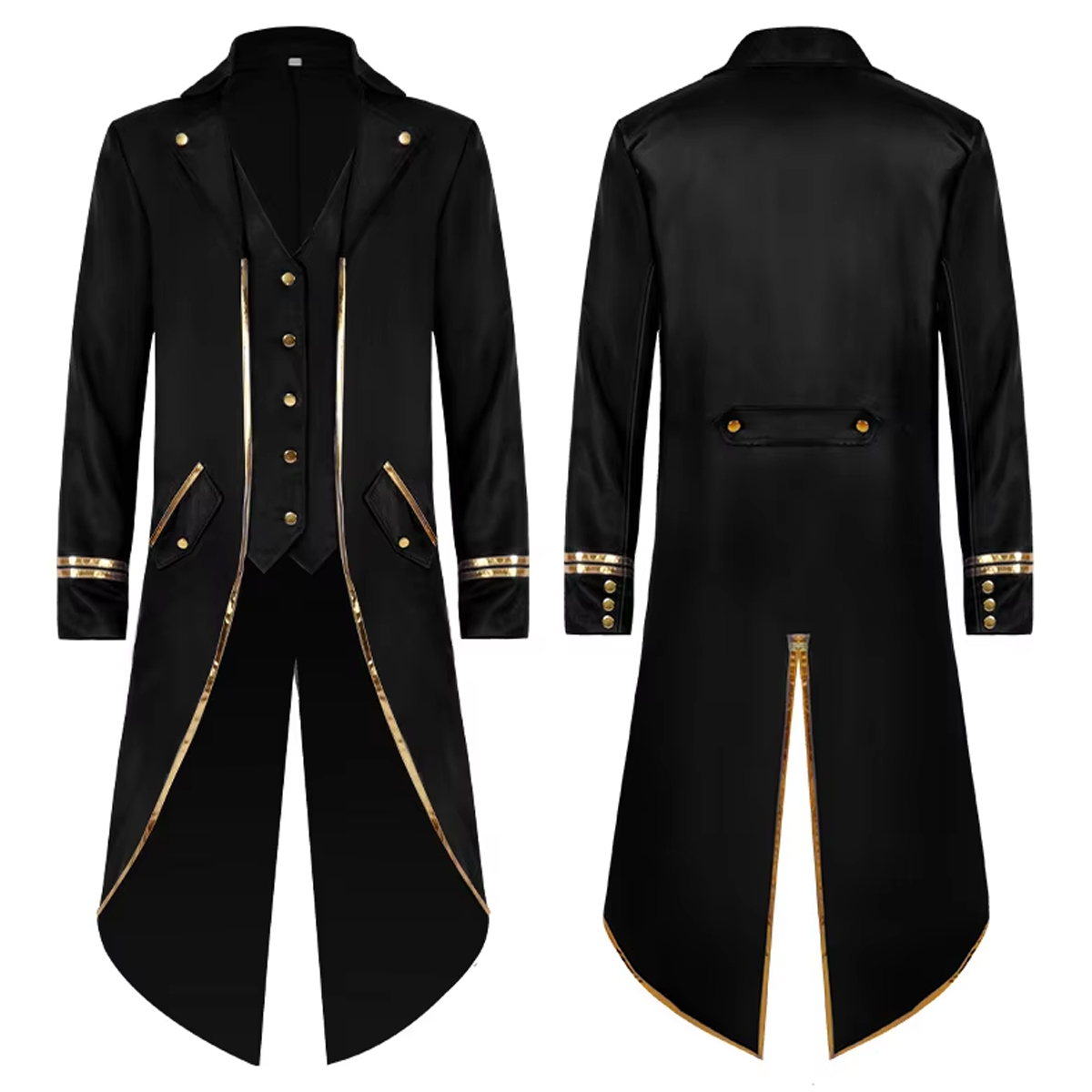 Gothic Steampunk Vintage Medieval Vampire Devil Red Coat Trench Cosplay ...