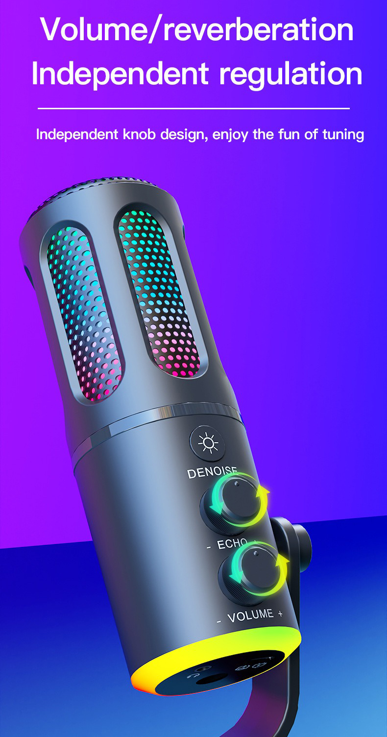 USB Microphone Computer Condenser Gaming Mic for PC/Laptop/PS4/PS5, Headphone Output, Volume ...