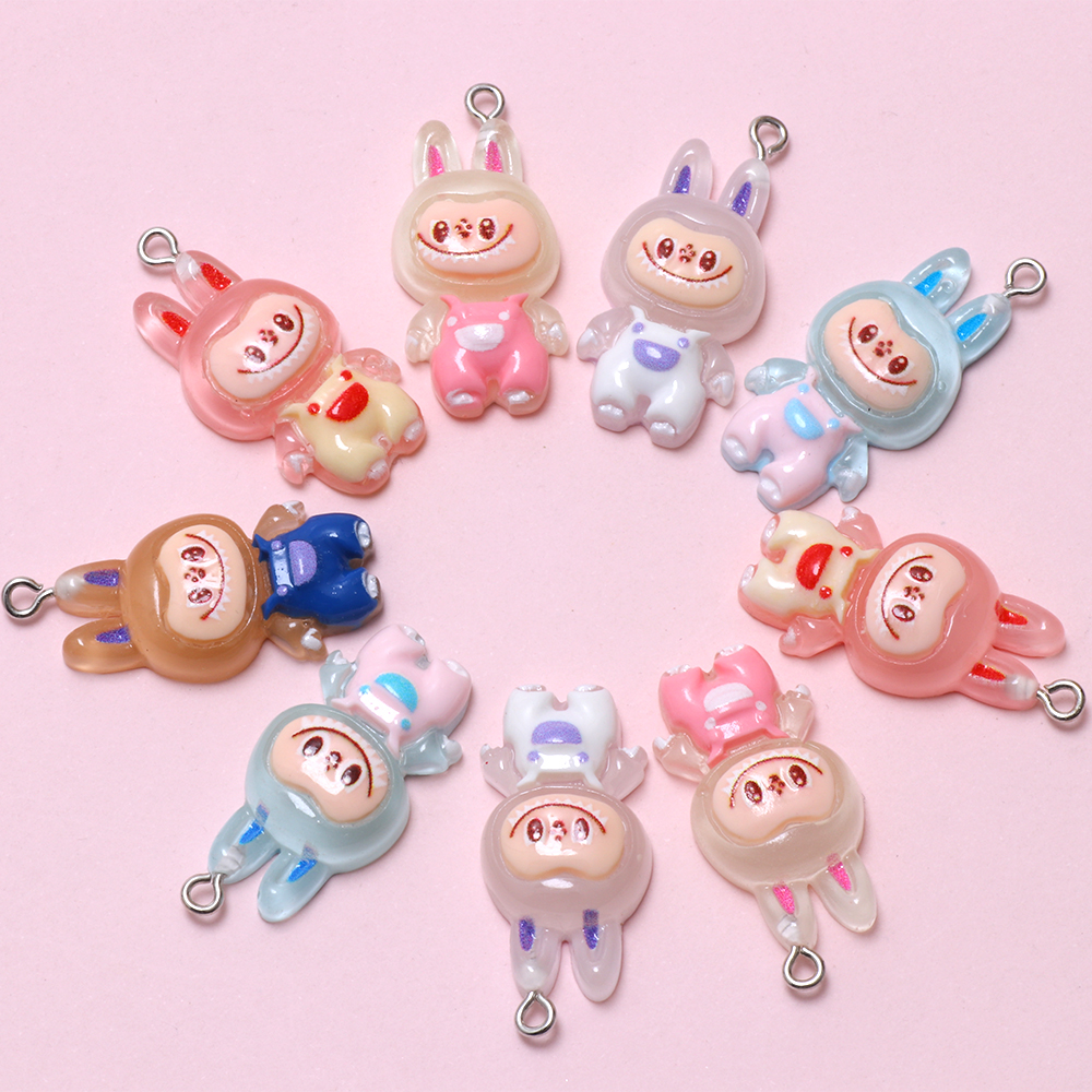 10pcs Resin colorful Labubu Charm For children student gifts Pendant ...