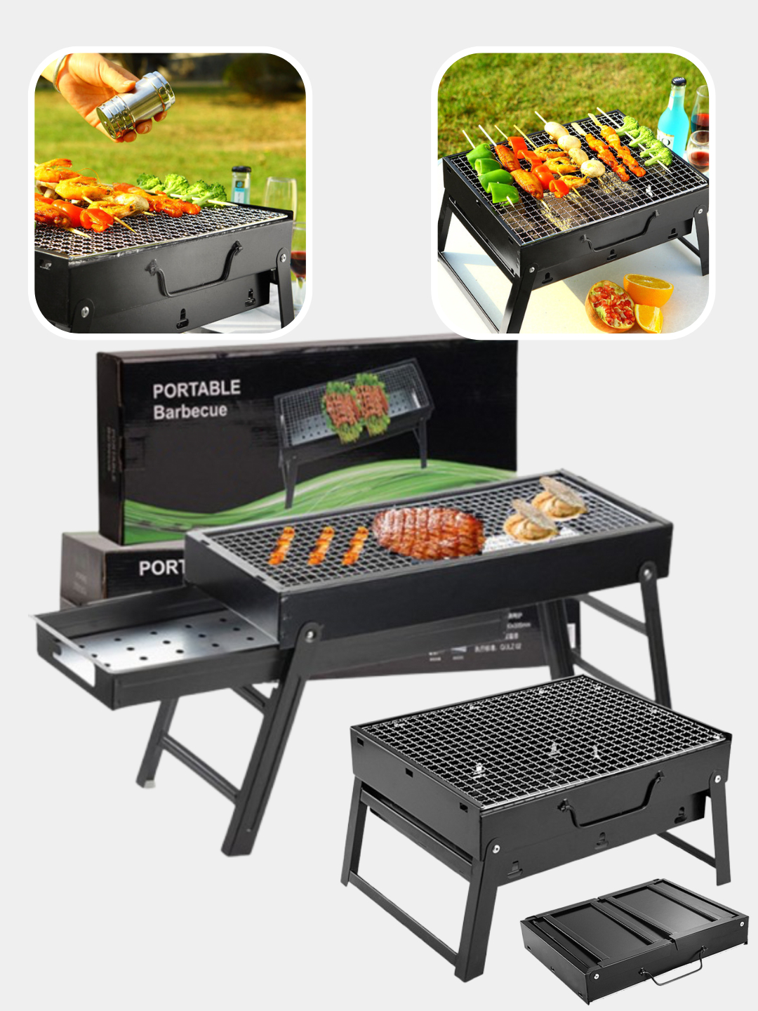 CLICK SHOPE Portable Foldable BBQ Grill Stainless Steel Griller Outdoor ...