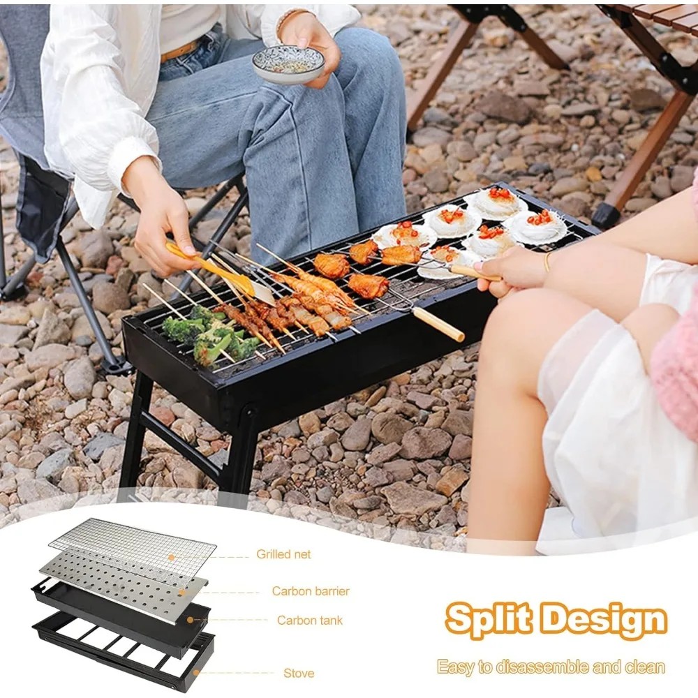 CLICK SHOPE Portable Foldable BBQ Grill Stainless Steel Griller Outdoor ...