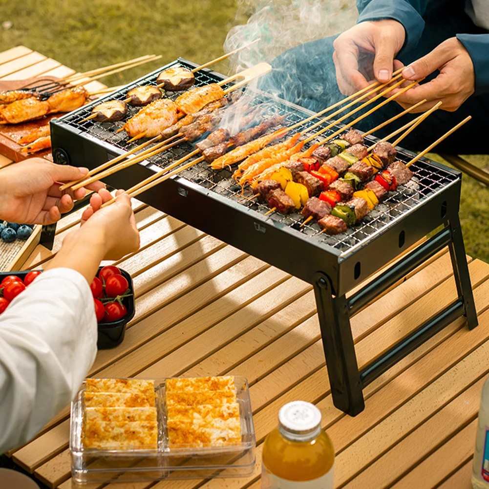 CLICK SHOPE Portable Foldable BBQ Grill Stainless Steel Griller Outdoor ...