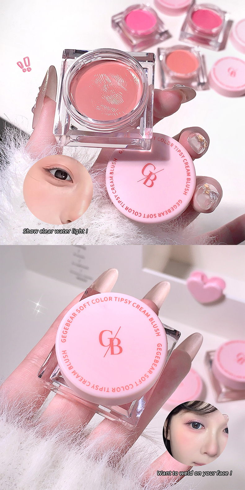 GEGE BEAR Monochrome Blush Cream Low-Saturation Coral Orange Natural ...