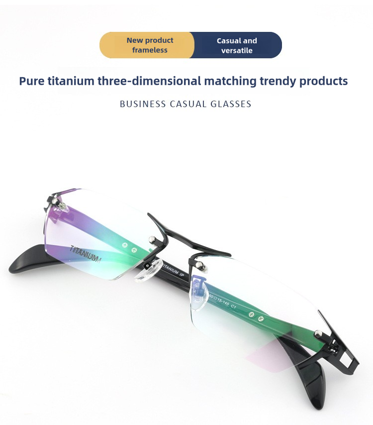Minimalist Postmodern polygon Titanium Rimless eyeglasses, futuristic ...