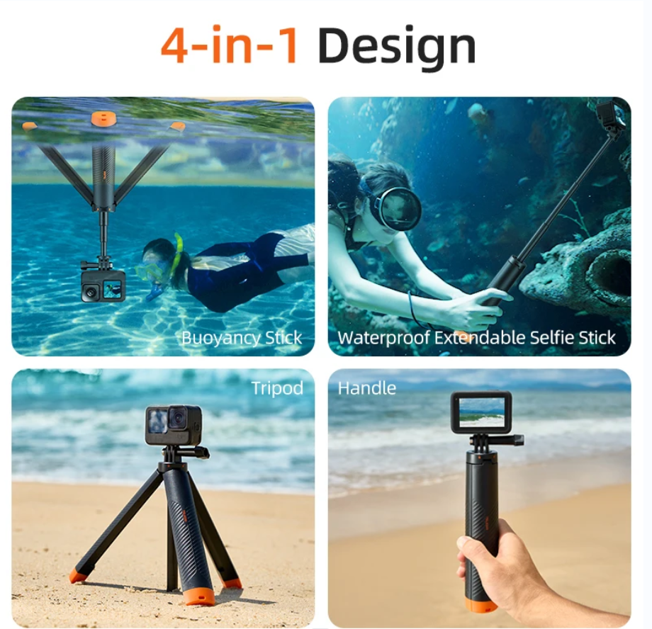 TELESIN Floating Selfie Stick with Tripod for GoPro Hero13 DJI OSMO 360 ...