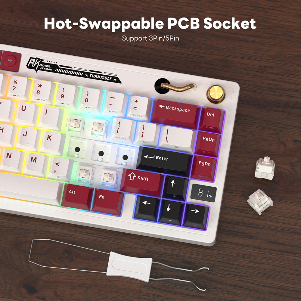 Royal Kludge RK M65 Famicom 66 Key Tri-Mode RGB Wired Bluetooth 2.4G ...