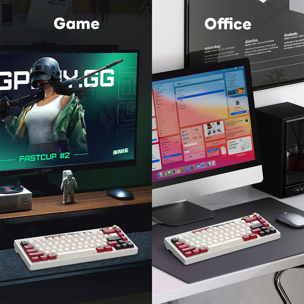 Royal Kludge RK M65 Famicom 66 Key Tri-Mode RGB Wired Bluetooth 2.4G ...