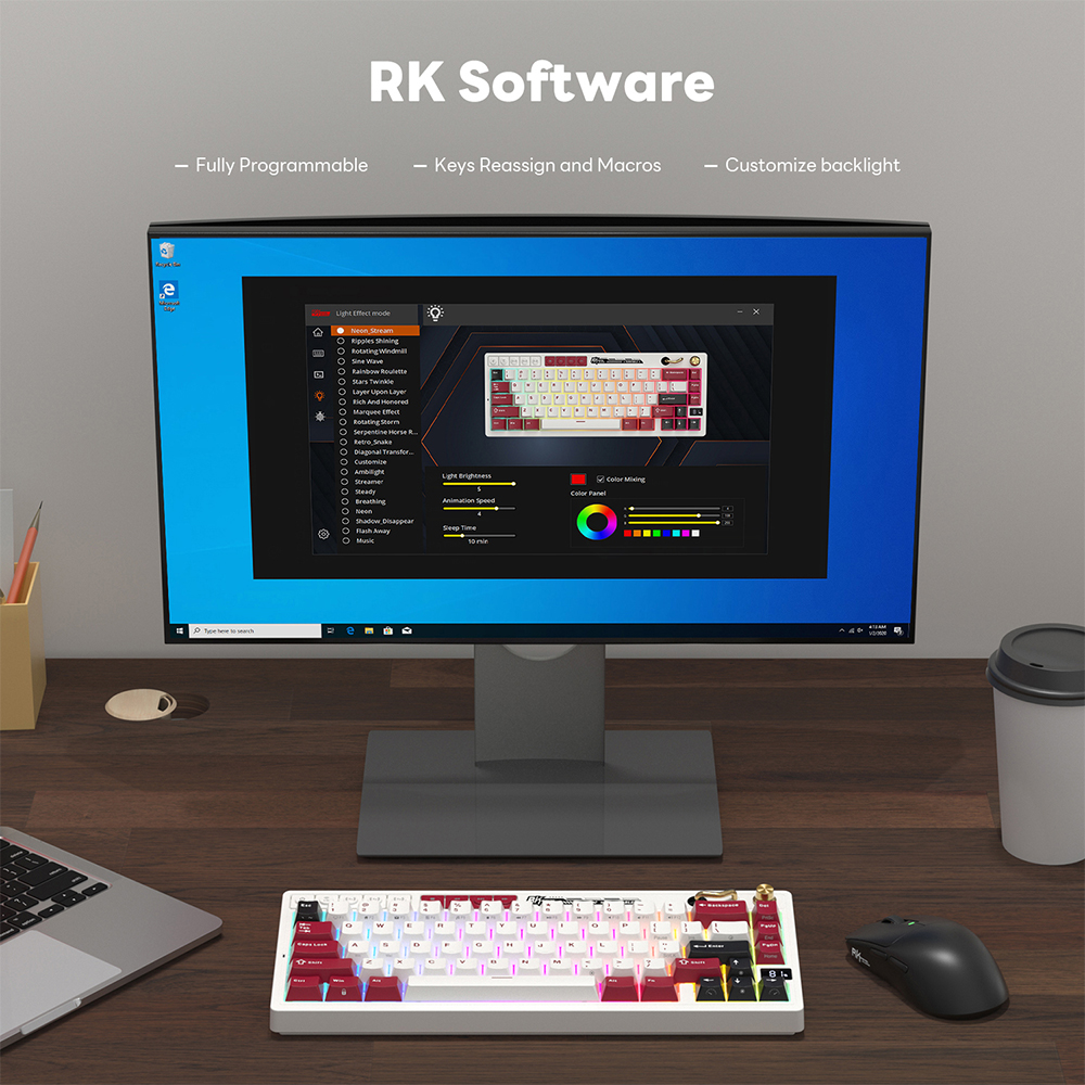 Royal Kludge RK M65 Ocean Blue 66 Key Tri-Mode RGB Wired Bluetooth 2.4G ...