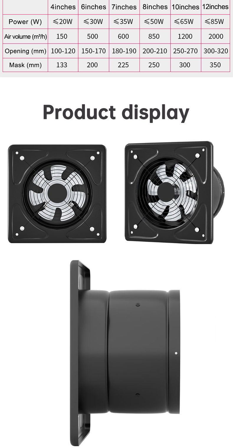 MIDOO Exhaust Fan 4/6/8/10/12 inch Home Oil Fume Exhaust Fan Room ...