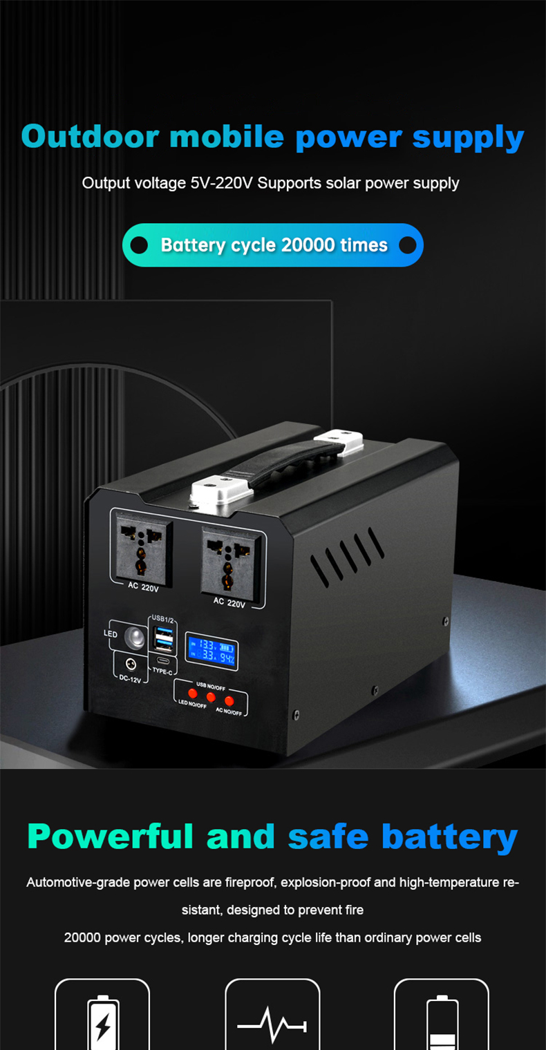 500W/220V Power Station 288,000mAh Large Capacity Solar Generator ...