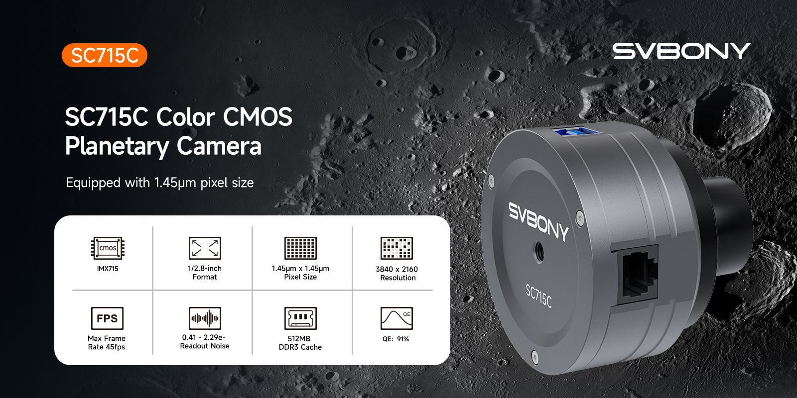 Svbony SC715C 8.4MP Color CMOS Planetary Camera IMX715 USB3.0 Electronic Eyepiece Telescope ...