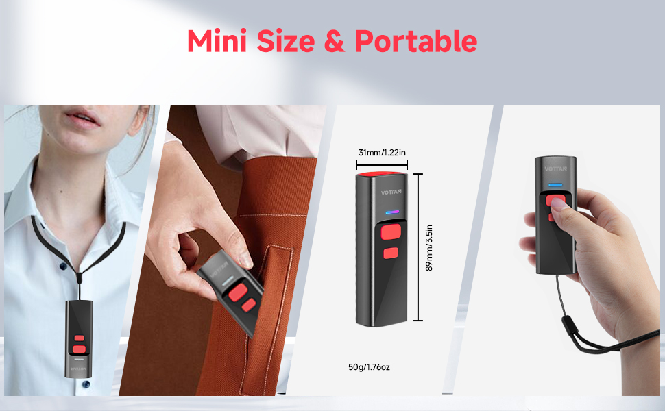Wireless Barcode Scanner Mini Bluetooth 1D 2D QR Bar Code Scanner 3-in ...
