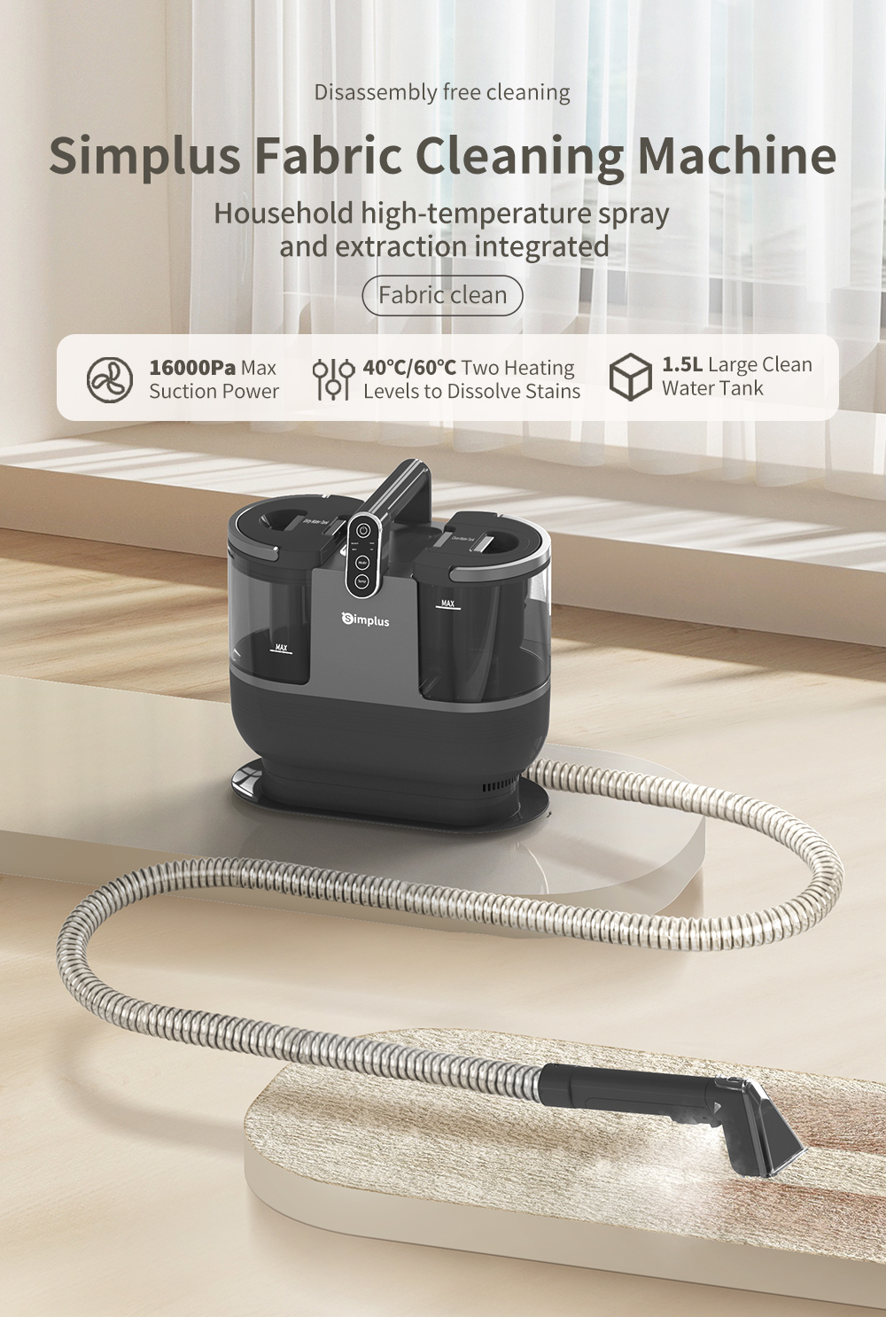 Simplus Wet and Dry Vacuum Cleaner for Carpet Sofa Multi-Purpose Fabric ...