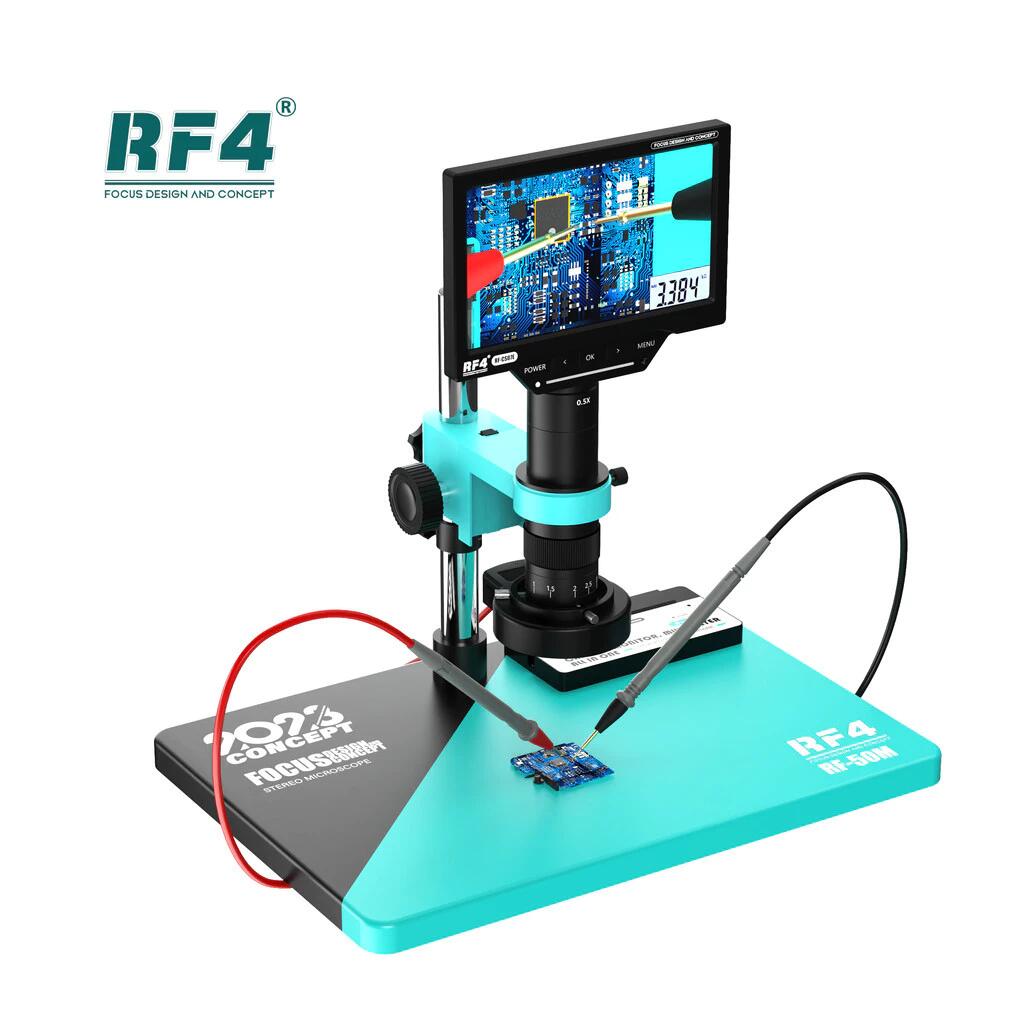 RF4 RF-50M Video Camera Display Integrated Monocular 7-45X Zoom Lens Microscope PCB Welding ...
