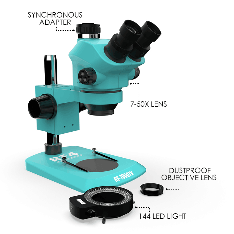 RF4 RF-7050TV Synchronous Focusing Microscopes Triocular Microscope 7 ...