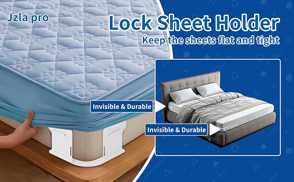 4PCS Bed Sheet Holder With Lock Strips, Heavy Duty Bed Sheet Fasteners, Bed Sheet Holder Straps ...