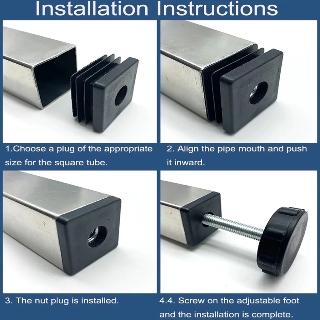 4pcs Adjustable Feet/Furniture Pipe Plug Black/Furniture Heighten Mats ...