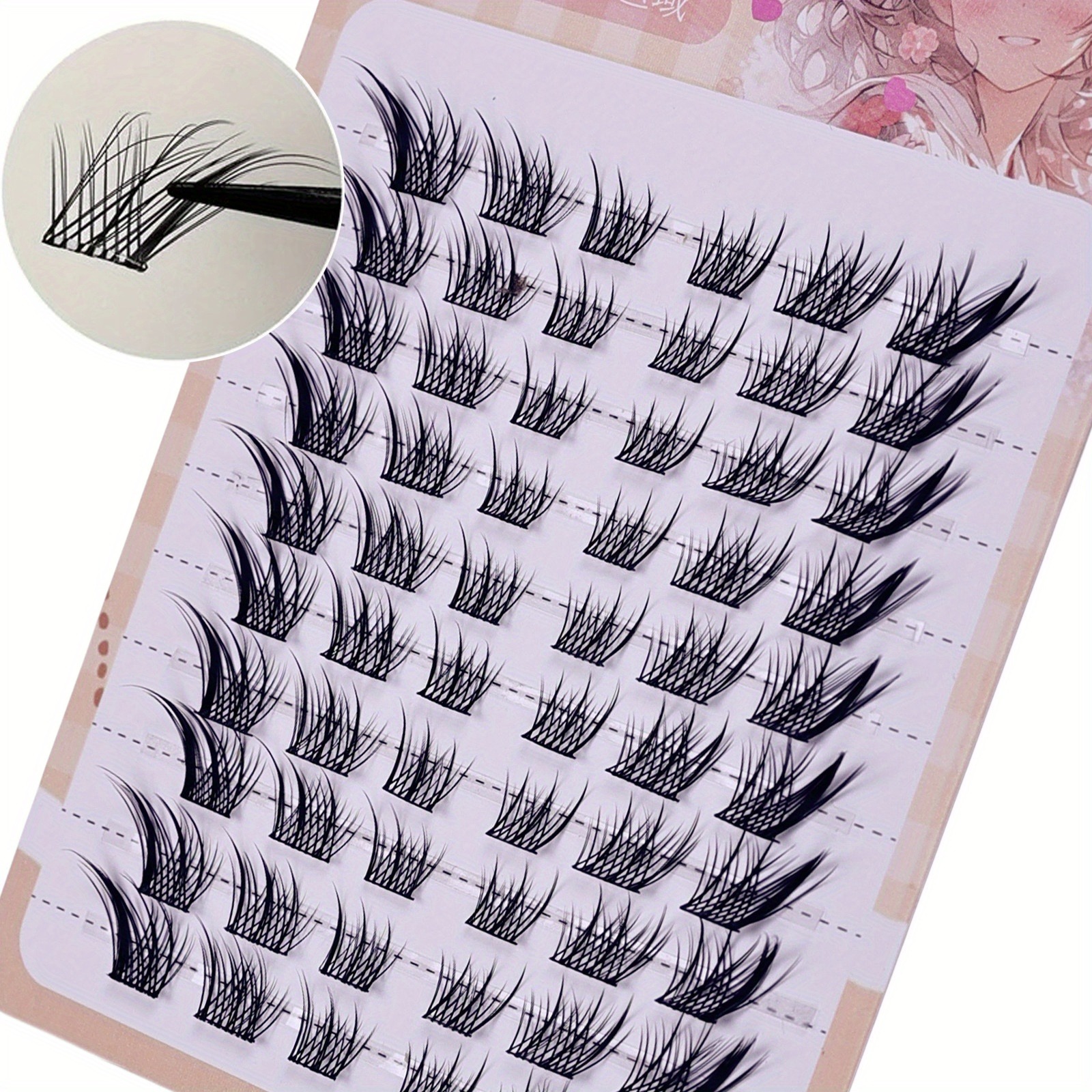 Fox Eye Effect Fluffy False Eyelashes Reusable Diy Sectional Thick ...