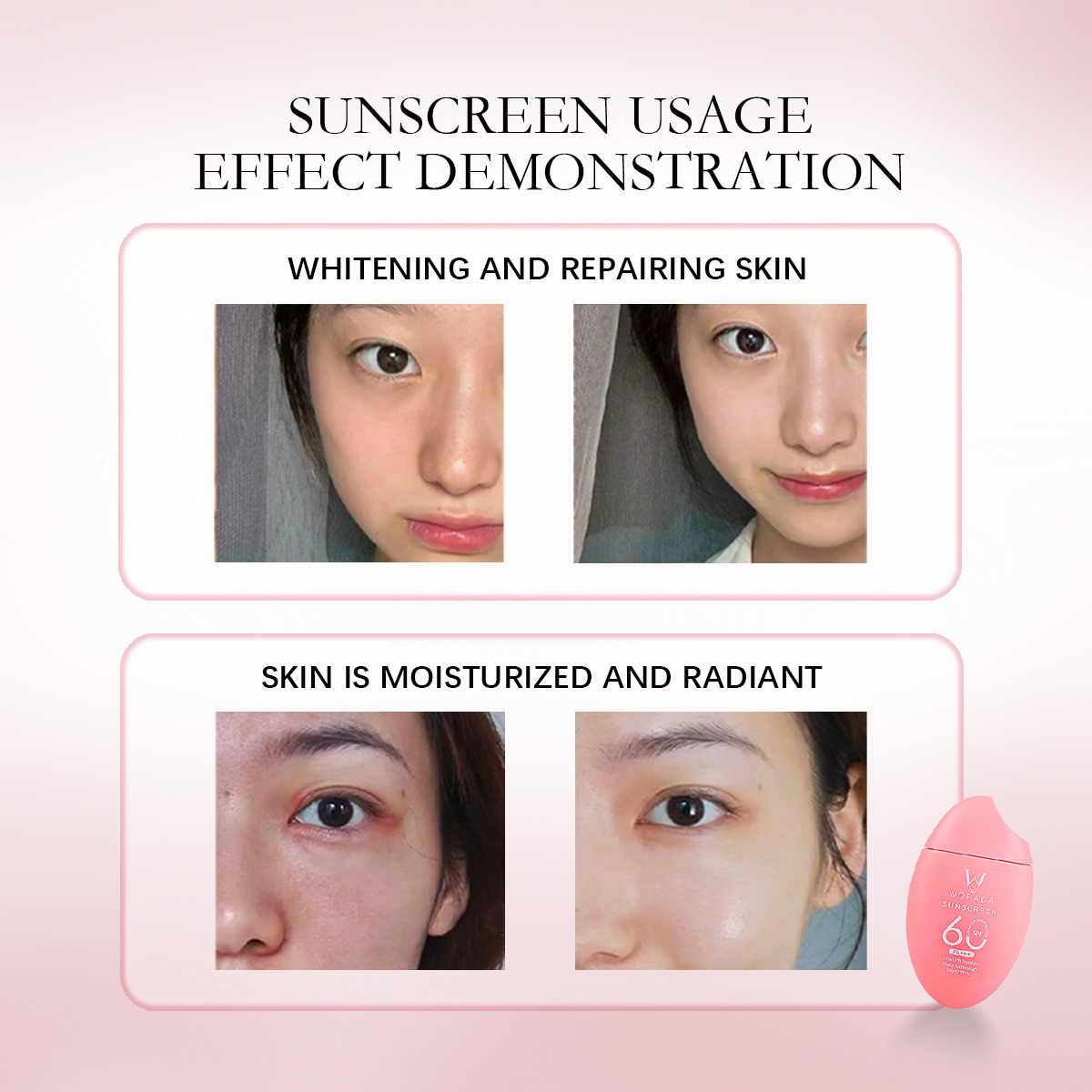 [FDA Approved]WORADA Whitening SPF60 Moisturizing Facial Sunscreen ...