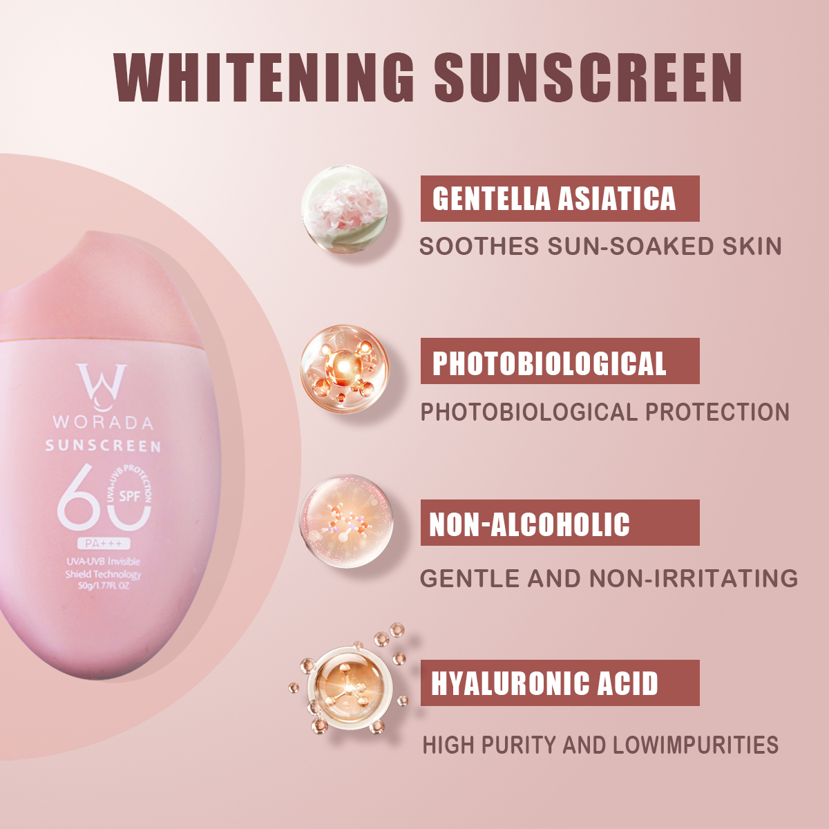 [FDA Approved] WORADA Buy 1 Take 1 Whitening sunscreen SPF60+++ Facial Moisturizer Moisture ...