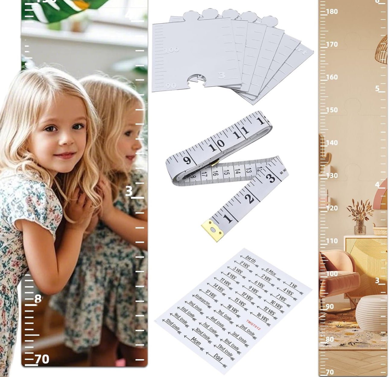 Household jigsaw mirror growth chart wall mirror growth chart stickers ...