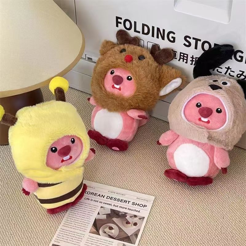 12 Styles Cute Loopy Beaver Doll Keychain With Cute Creative Headgear ...