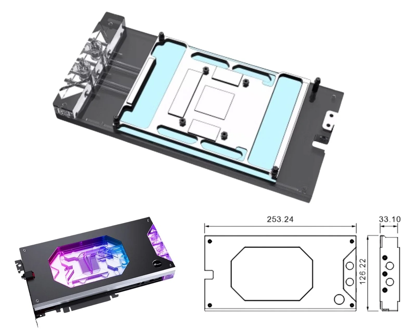 BYKSKI ARMORED END PORT GPU WATERBLOCK WITH BACKPLATE FOR COLORFUL ...