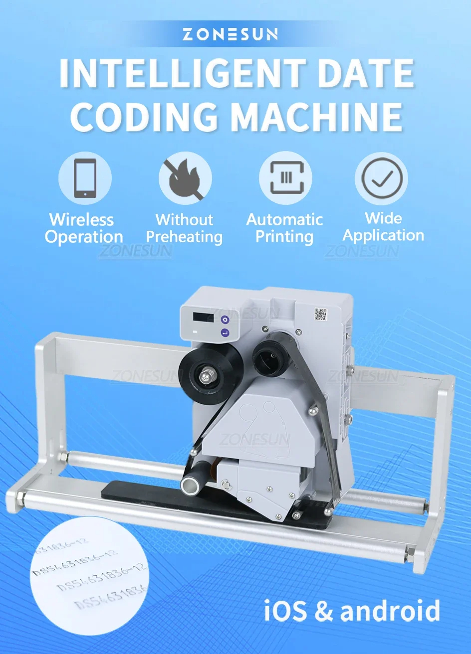 Zonesun Small Date Coding Machine Can Edit Text Barcode QR Code Batch Number Serial Number ...