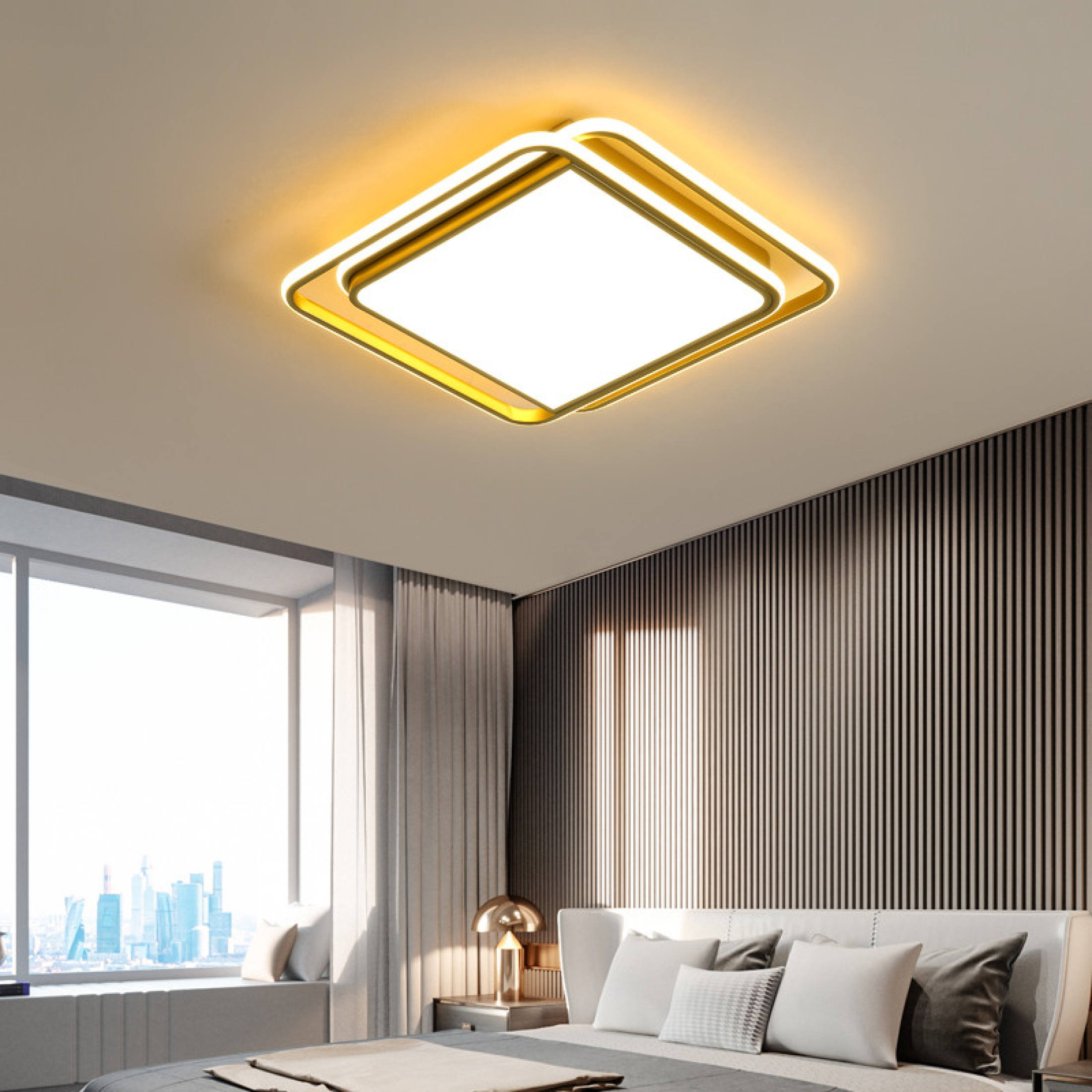 LETOBON Tri color ceiling light LED modern bedroom living room light ...