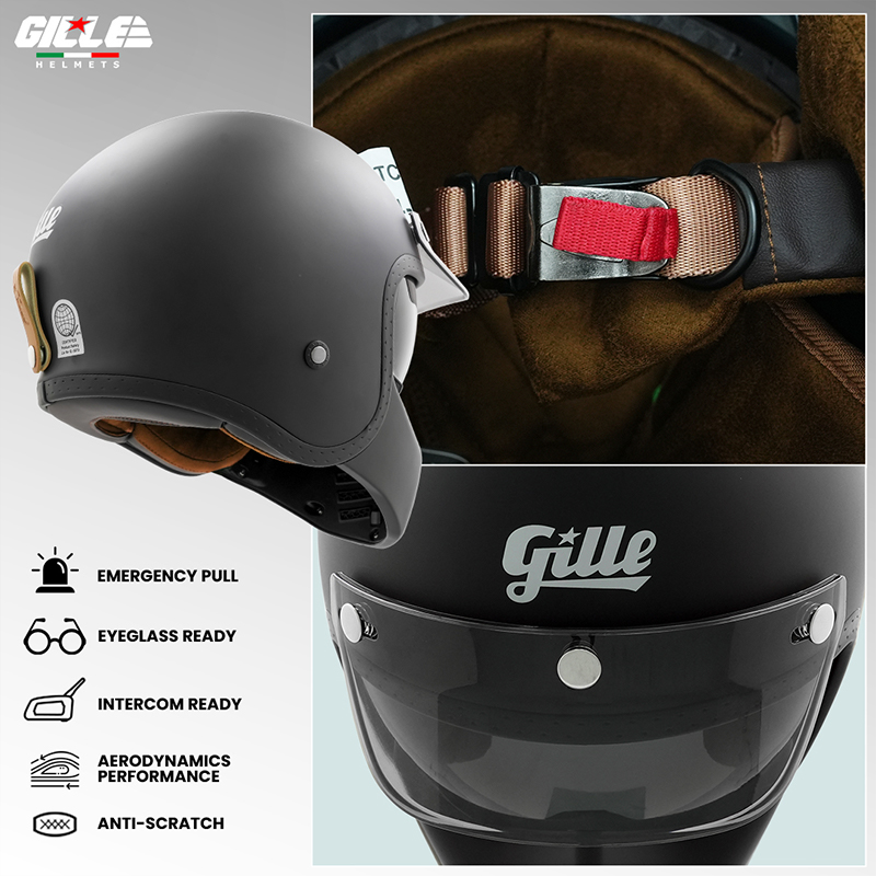 GILLE OP12 VENERY Combined full face helmet Classic Motorcycle Vintage ...