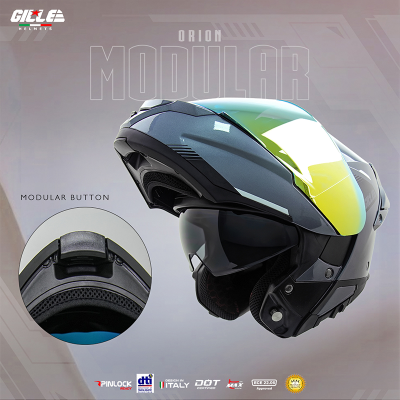 GILLE AF-10 ORION modular full face helmet motorcycle dual visor with ...