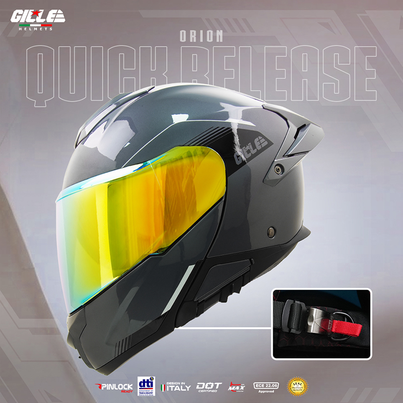 GILLE AF-10 ORION modular full face helmet motorcycle dual visor with ...