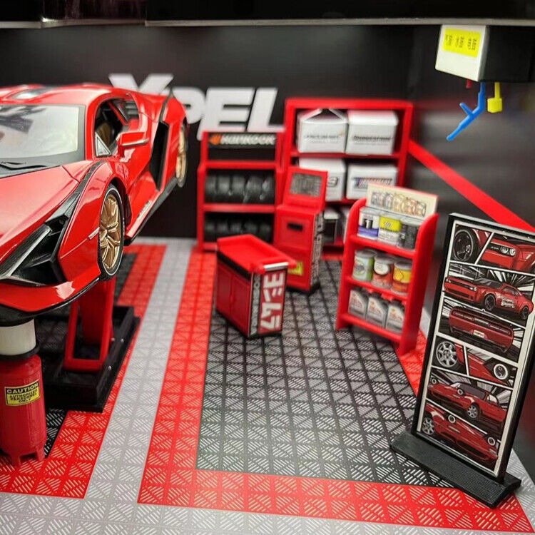 Diorama 1/18 Car Repair Model Set Workshop Garage Scene Display ...