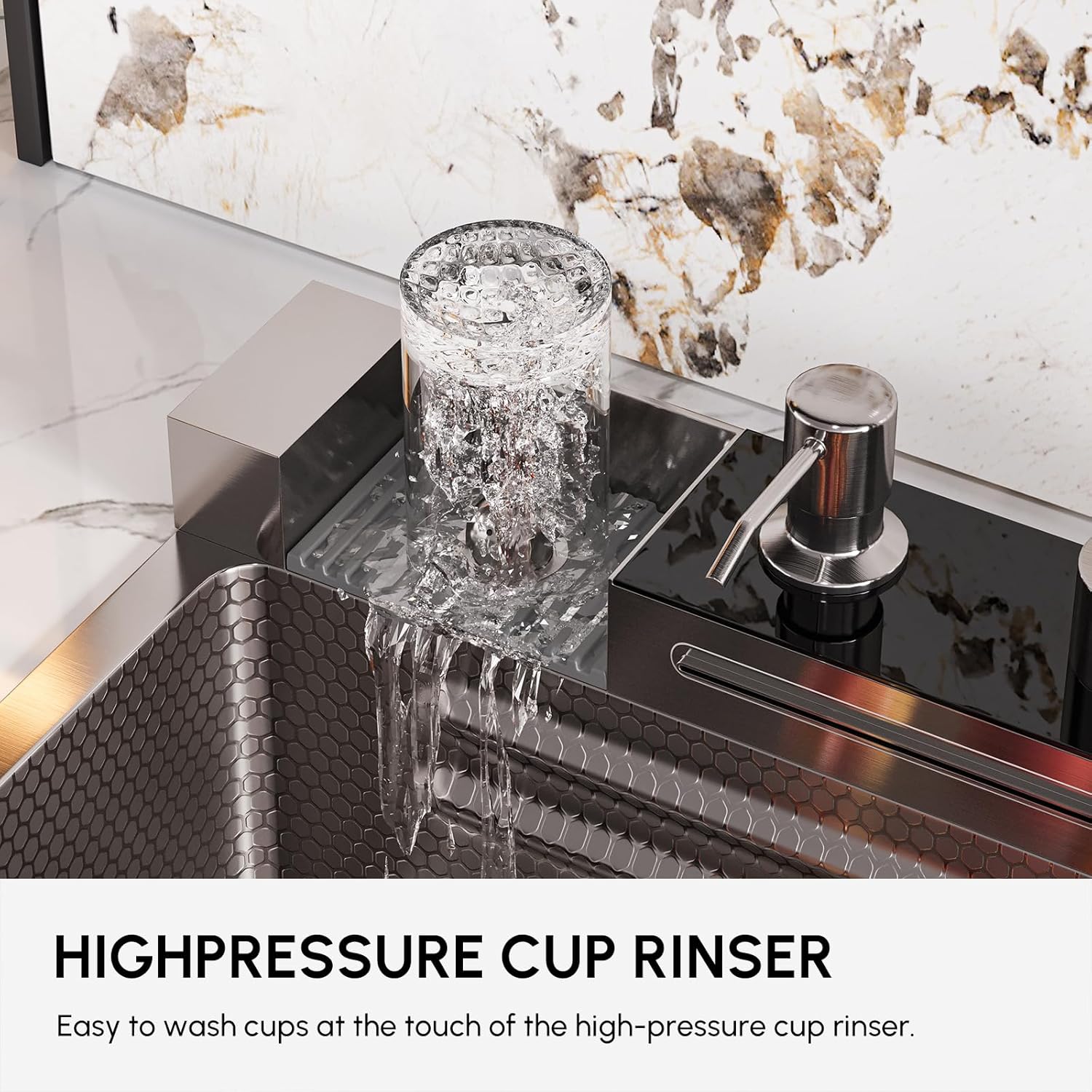 Smart LED Digital Display 304 Honeycomb Surface Scratch Resistent Sink ...