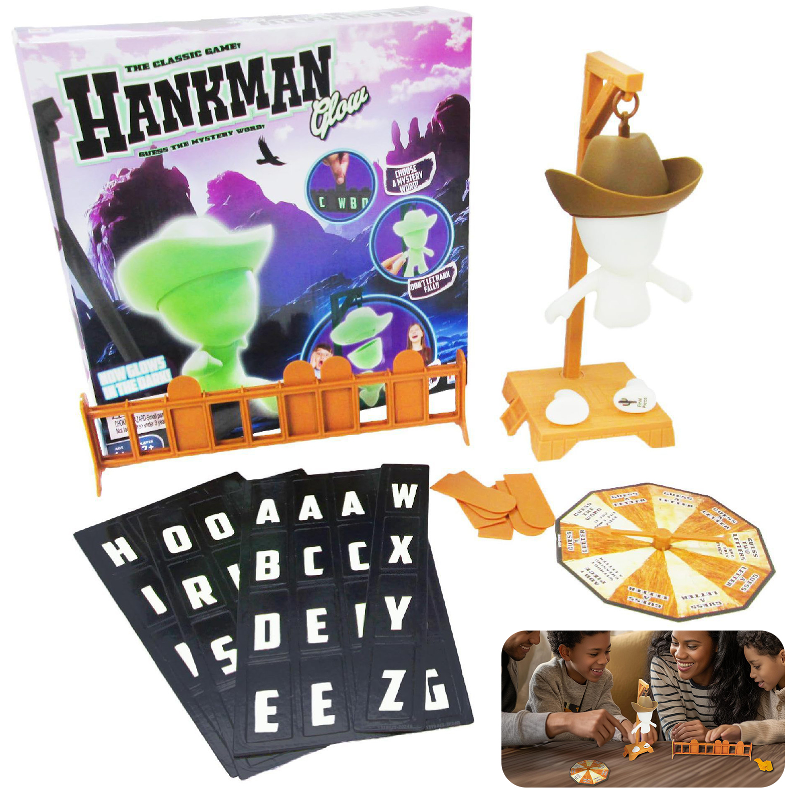 Hangman Mystery Word Guessing Game, for Kids and Families, Glow-in-the ...