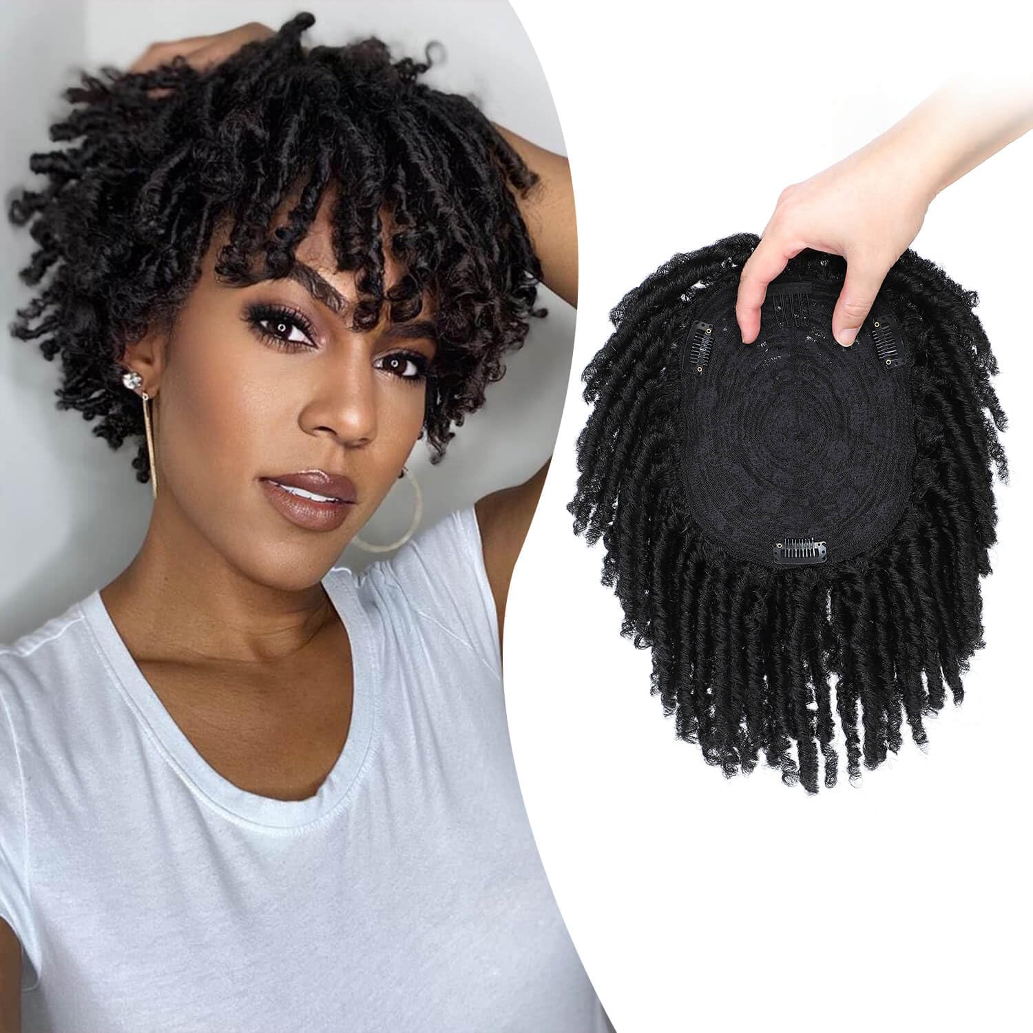 8" Short Dreadlock Hair Topper Wig for Women - Synthetic Dreadlocks ...