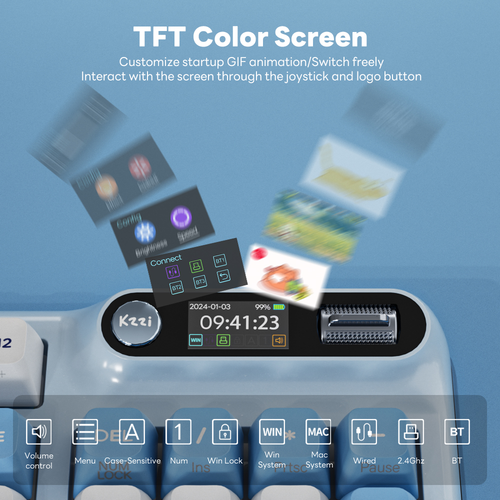 KZZI Z98 Nezuko Purple 94 Key Gasket Structure Three-Mode Bluetooth ...