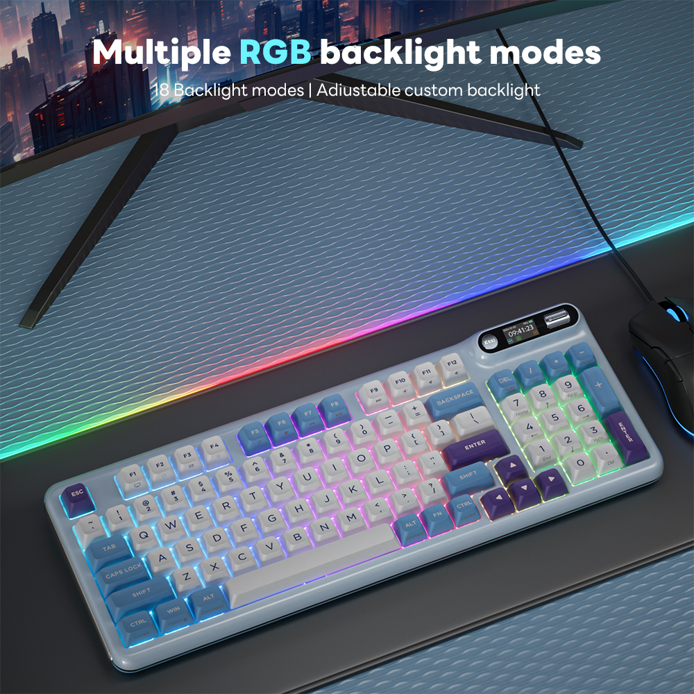 KZZI Z98 Nezuko Purple 94 Key Gasket Structure Three-Mode Bluetooth ...