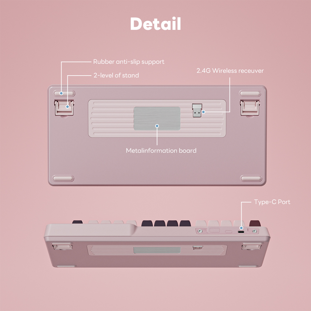 KZZI K75 Lite Nezuko Purple 75% Gasket Mount RGB Gaming Keyboard Wireless Mechanical Keyboard ...