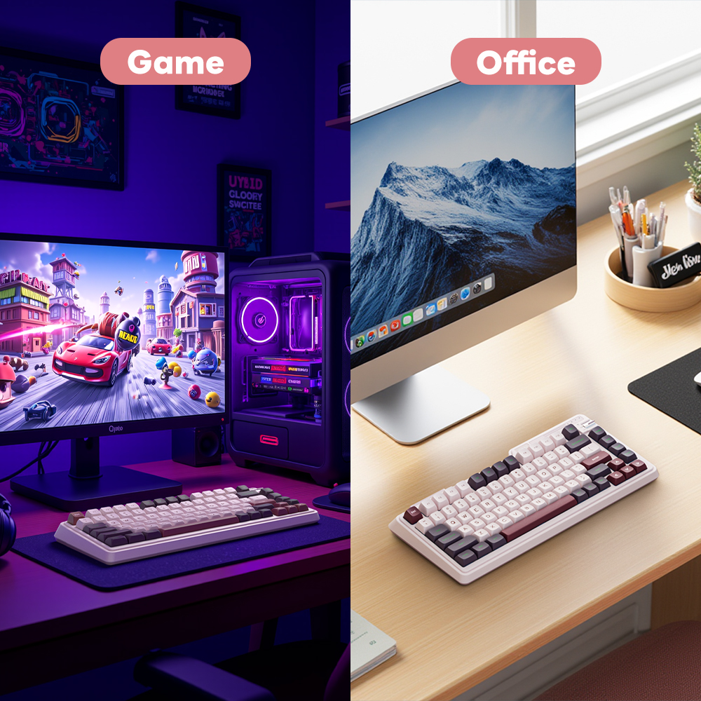 KZZI K75 Lite Nezuko Purple 75% Gasket Mount RGB Gaming Keyboard Wireless Mechanical Keyboard ...