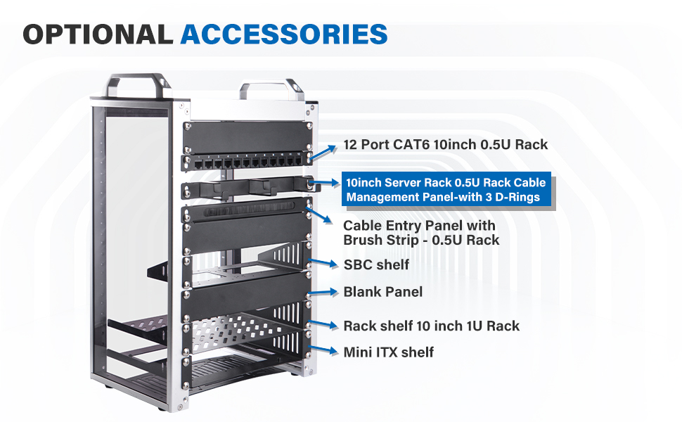 DeskPi 10inch Server Rack 0.5U Rack Cable Management Panel-with 3 D ...