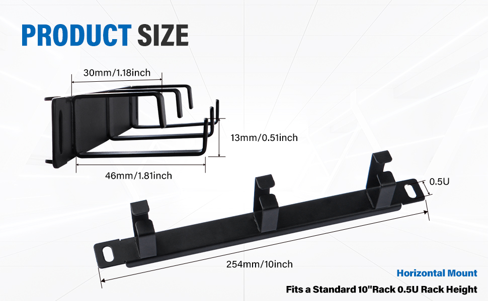 DeskPi 10inch Server Rack 0.5U Rack Cable Management Panel-with 3 D ...