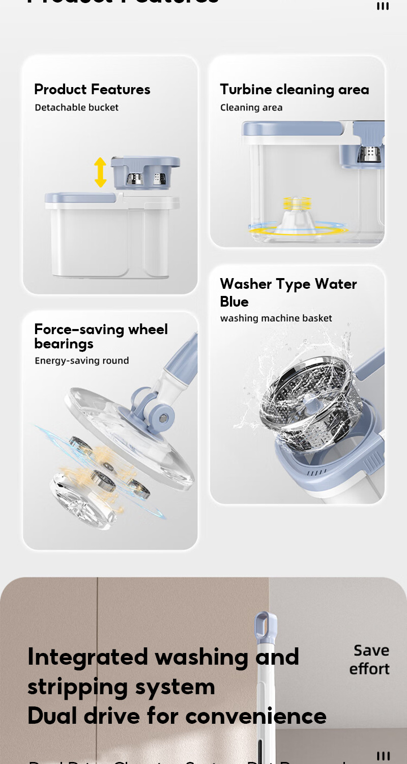 JIAJIE 360 Mop With Spinner Rorating Map Squeezer Floor Cleaning Heavy ...