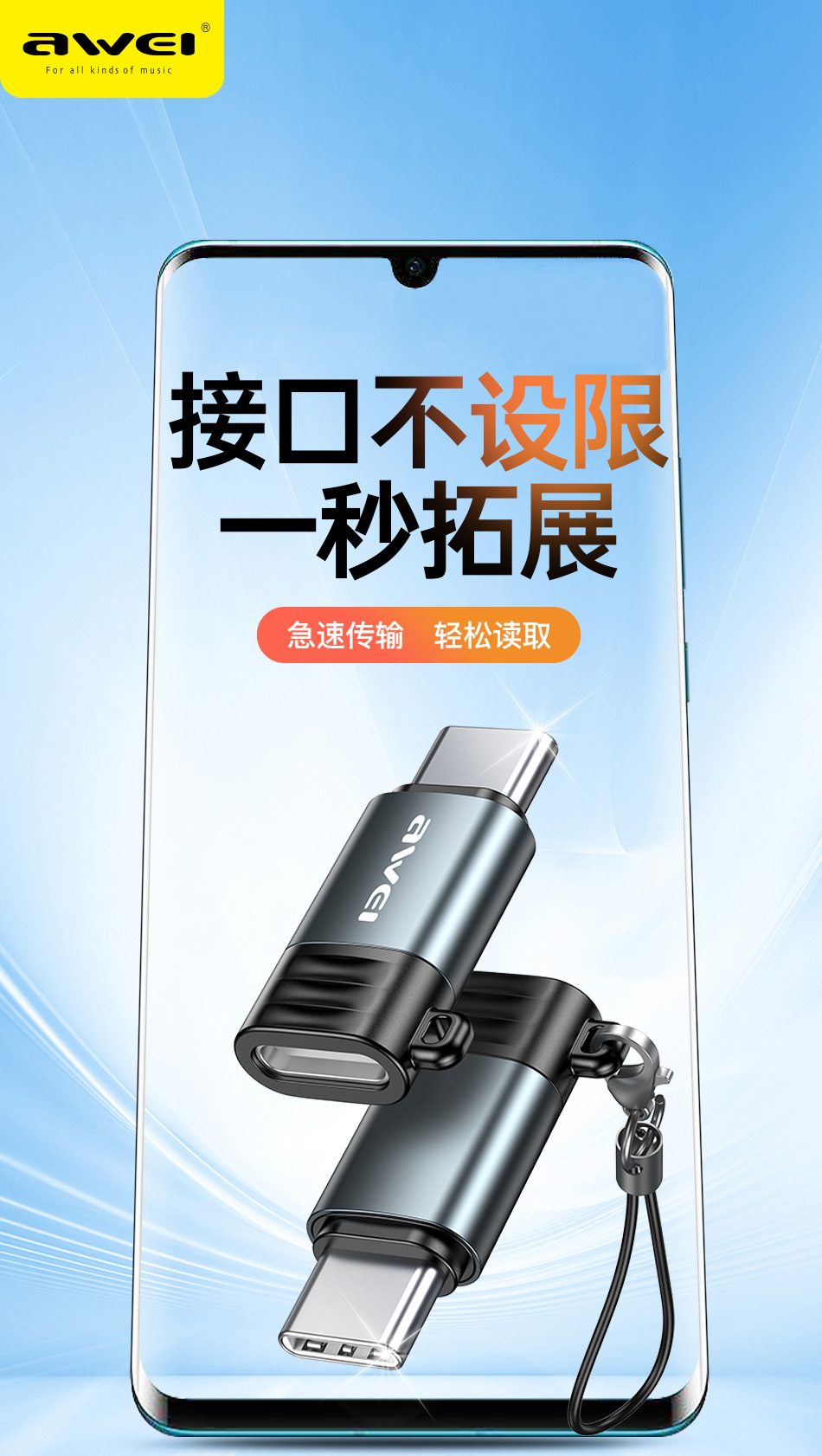 Awei A12 Adapter Type C Female Charging Adapter For Multiple Models ...