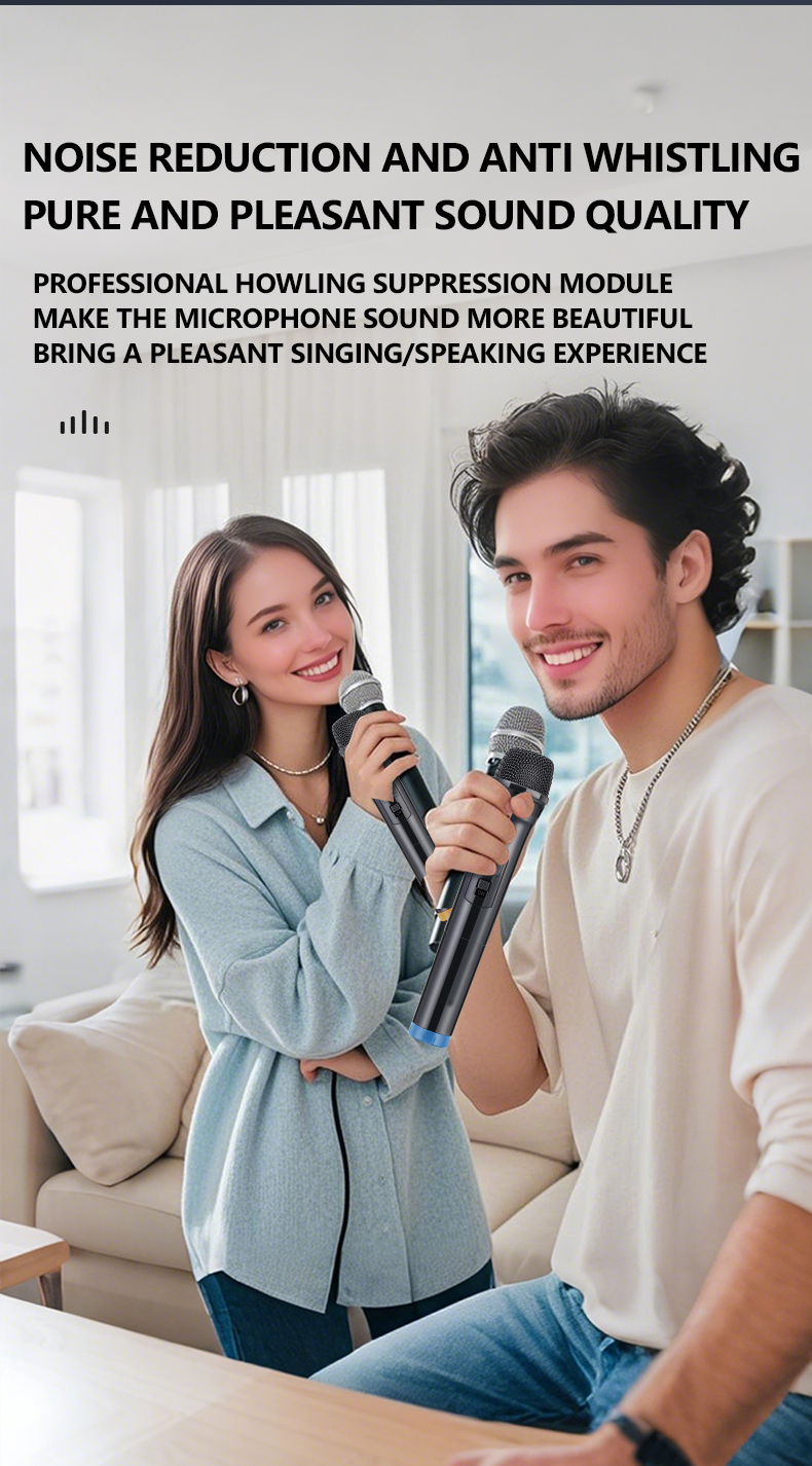 ONIKUMA K01 2.4GHz Wireless 2 Microphone Handheld UHF FM Plug and Play 50M Distance KTV Bar ...