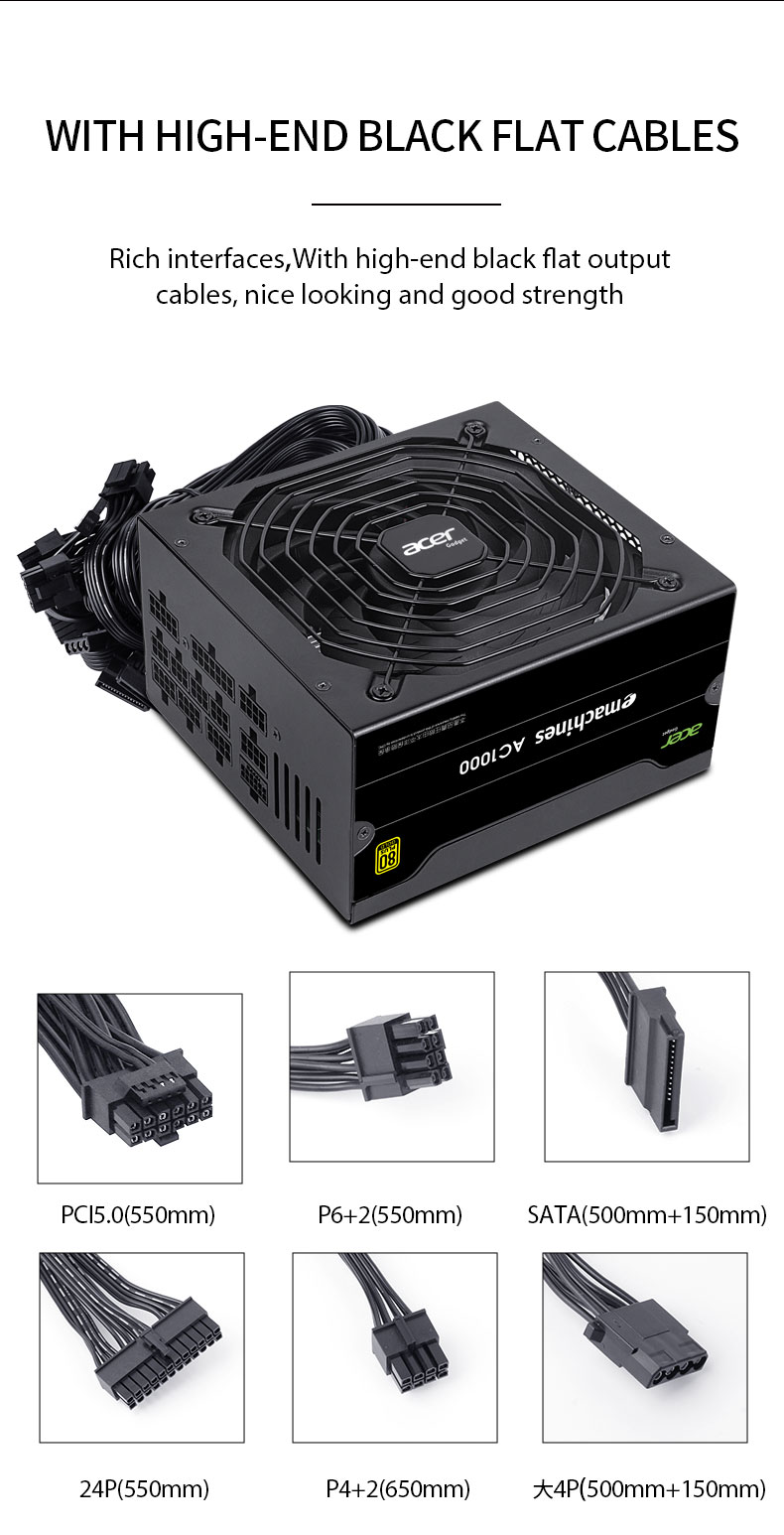 Acer Full Modular Computer ATX Power Supply 550W/650W/750W/1000W PSU ...