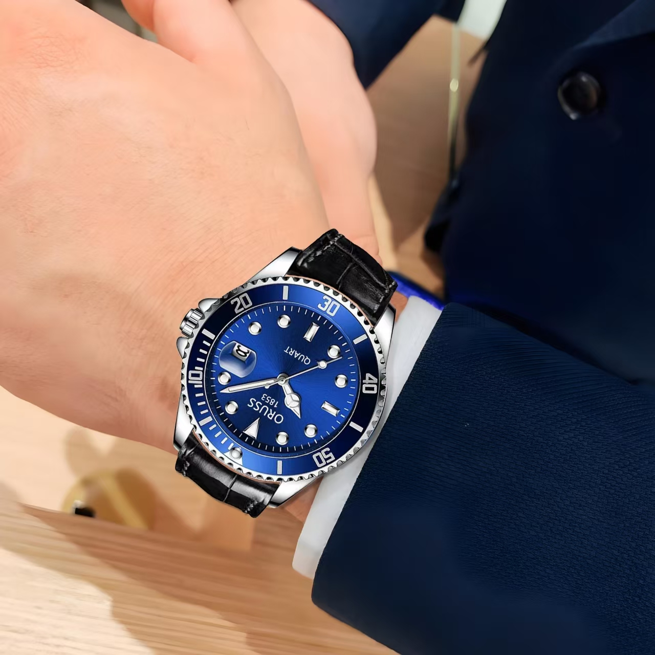 [Gift][With Box]ORUSS Original Men Luxury Stainless Steel/Leather ...