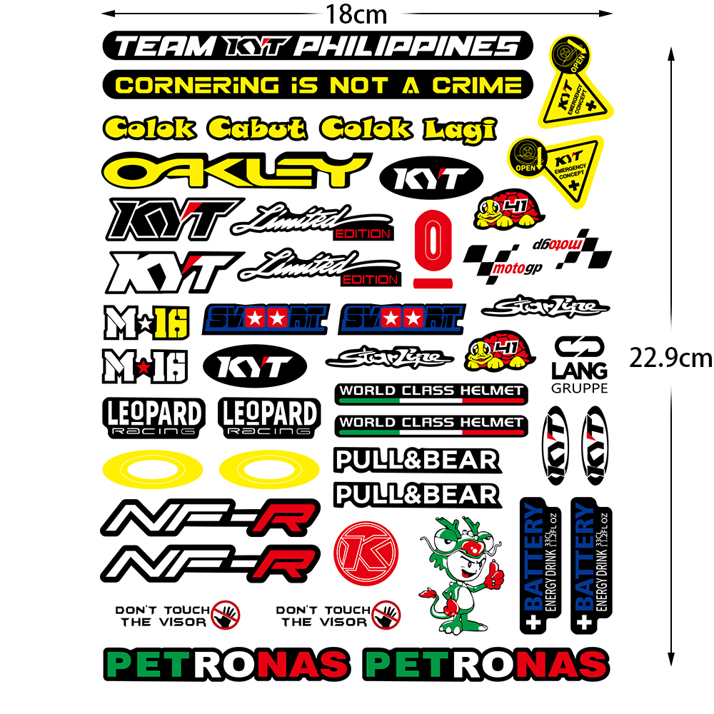 HELMET STICKER for KYT, EVO, HJC, SEC LS2,SPYDER AND NHK Reflective ...